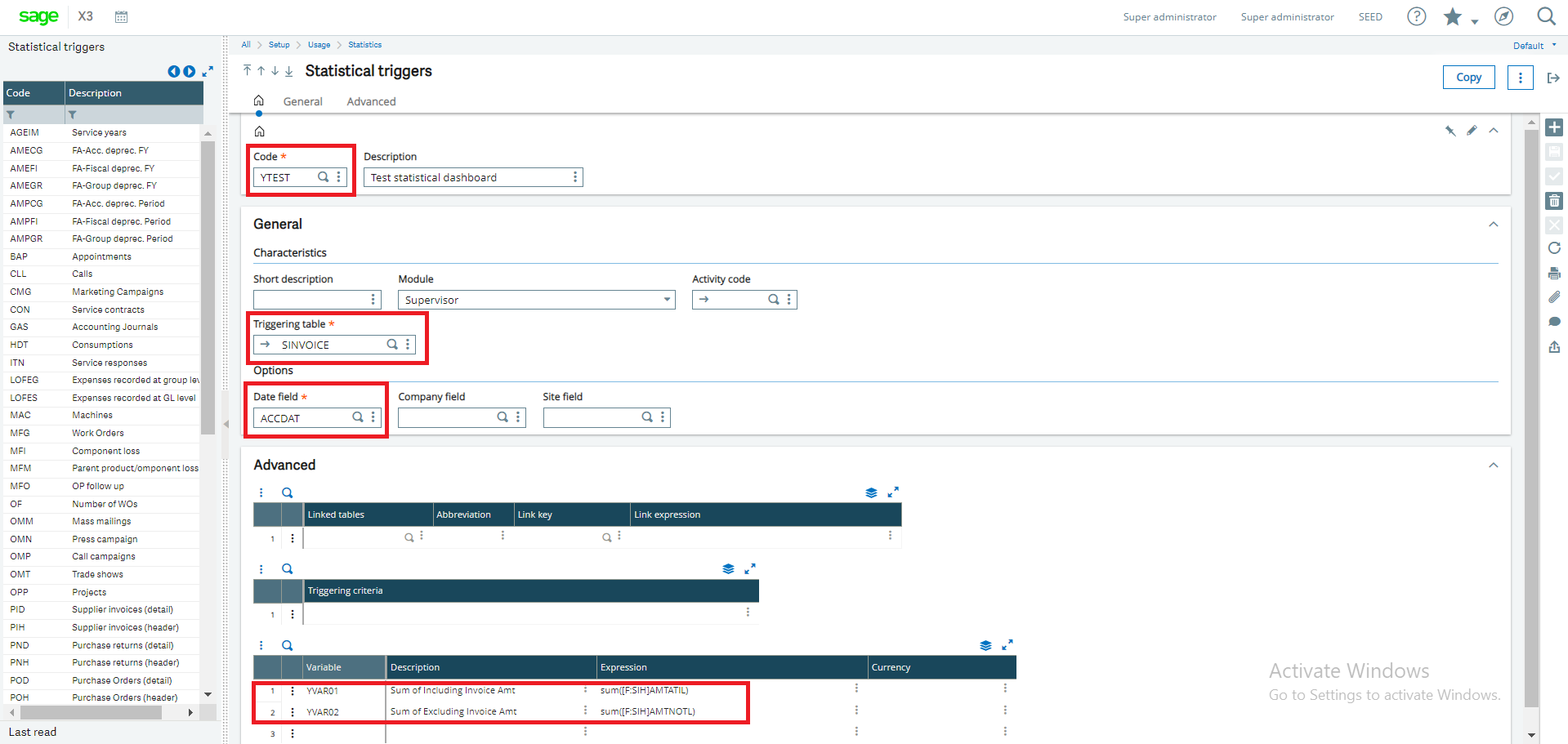 How to create dashboard using statistical parameters in Sage X3 V12 - Sage X3 – Tips, Tricks and ...