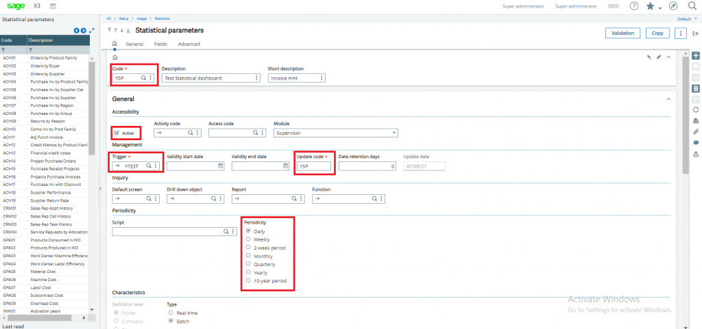 How to create dashboard using statistical parameters in Sage X3 V12 - Sage X3 – Tips, Tricks and ...