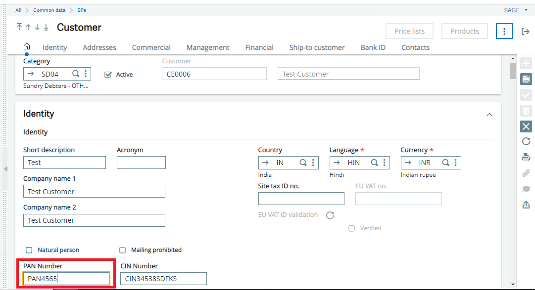 Duplicate PAN Number Validation on Customer Master in Sage X3 - Sage X3 ...