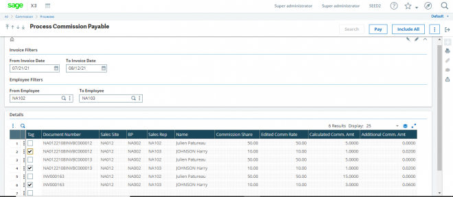 Sales Commission add on Processes - Sage X3 – Tips, Tricks and Components