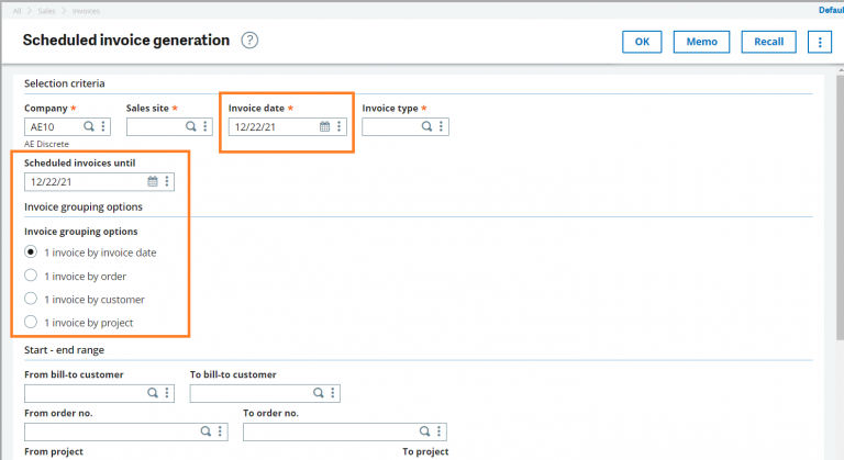 How to setup Scheduled Invoice Generation function - Sage X3 – Tips ...