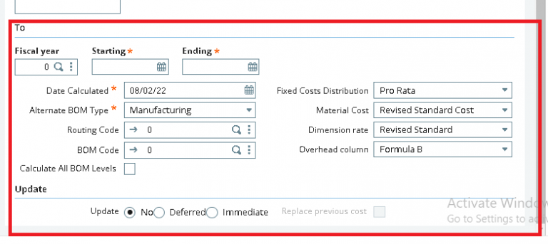 Revised cost calculation in Sage X3 - Sage X3 – Tips, Tricks and Components