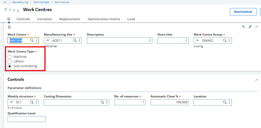 How to create Purchase order from Work order in Sage X3