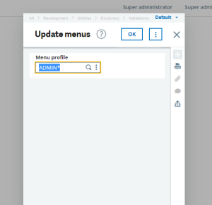 How to validate menu item - Sage X3 – Tips, Tricks and Components