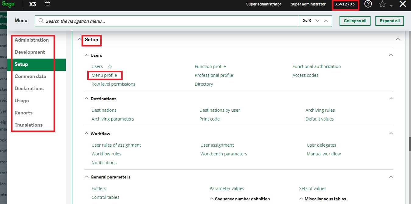 Add Menu Profile in Sage ERP X3 - Sage X3 – Tips, Tricks and Components