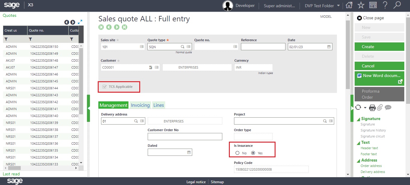 TCS18 and NTC18 Taxes - set to update automatically at Lines - Sage X3 ...