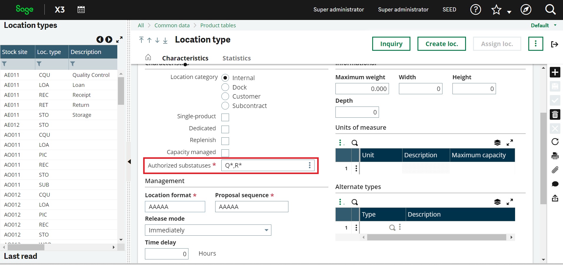 How to resolve 'selected location type is not authorized' - Sage X3 – Tips, Tricks and Components