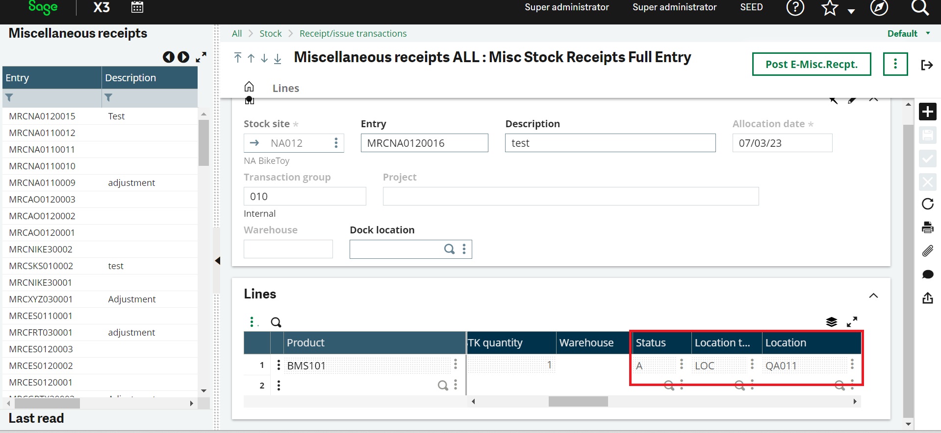 How to resolve 'selected location type is not authorized' - Sage X3 – Tips, Tricks and Components