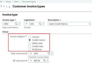 Document type setup on sales invoice entry transaction screen in Sage ...