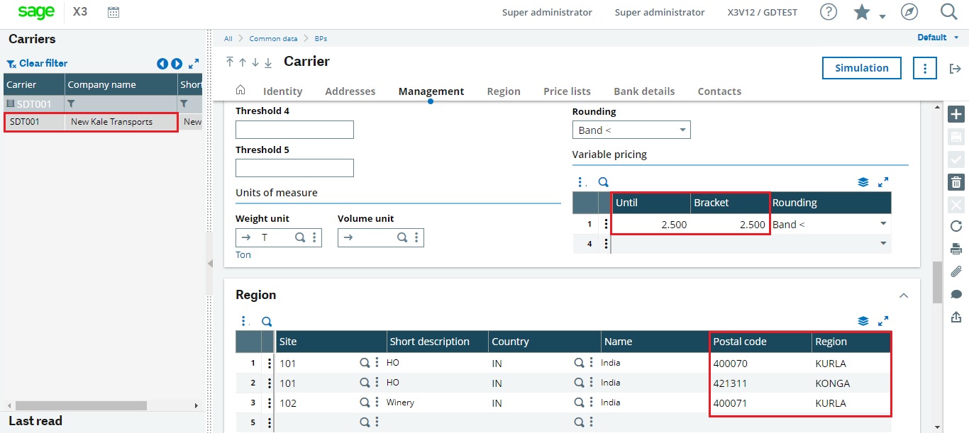 Customization to keep track of the freight outward payment made with ...