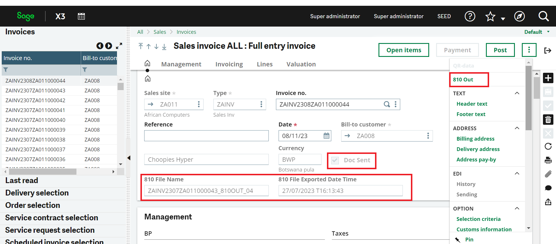 Enhancing Invoicing Efficiency with Sage X3's EDI 810 Transaction