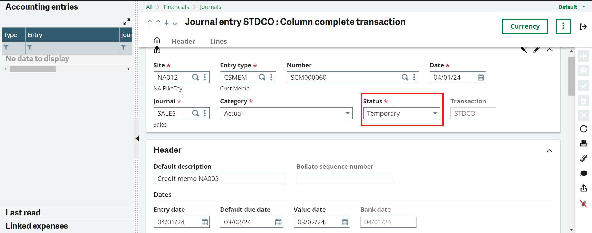 Reversal of Credit Memo in Sage X3 - Sage X3 – Tips, Tricks and Components