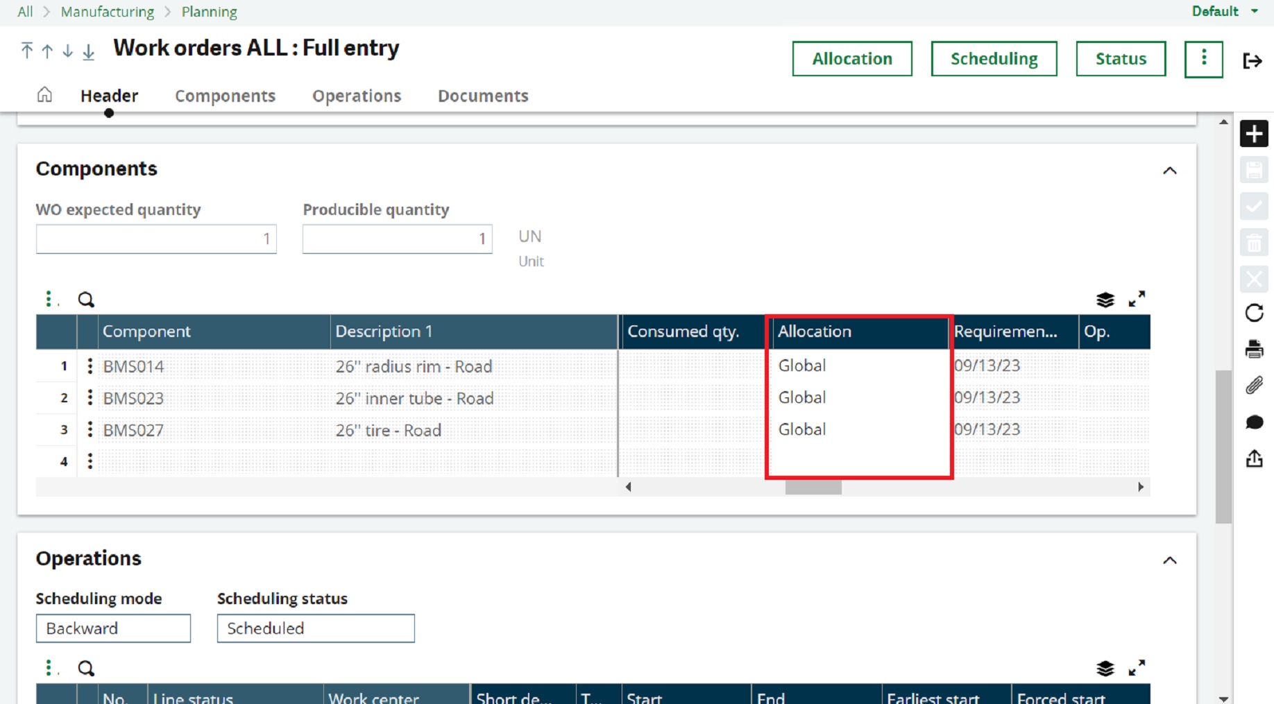Allocation Methods for Efficient Work Order Management - Sage X3 – Tips, Tricks and Components
