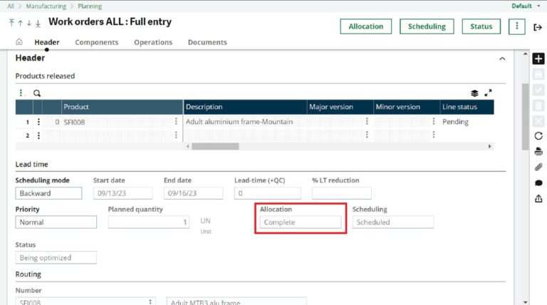 Allocation Methods for Efficient Work Order Management - Sage X3 – Tips, Tricks and Components