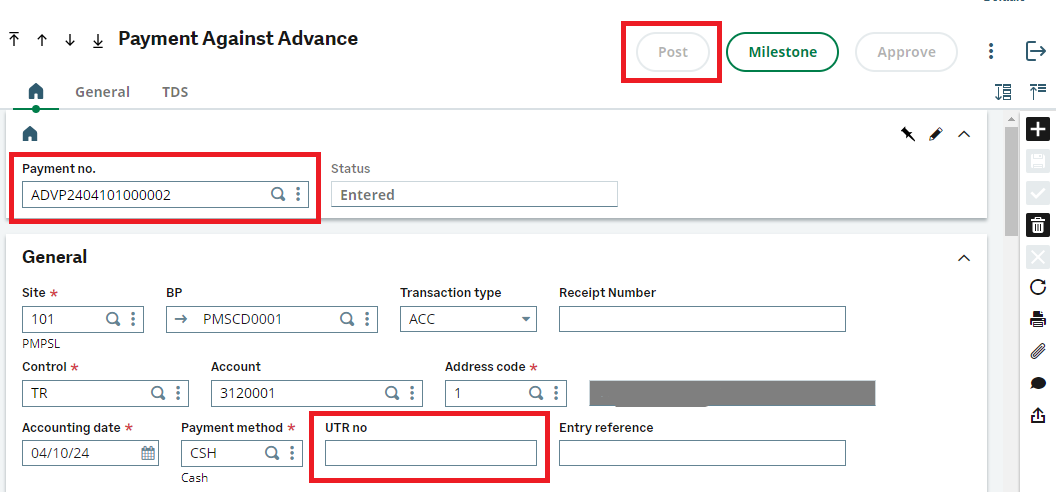 Validation of the payment screen’s UTR number field. - Sage X3 – Tips, Tricks and Components