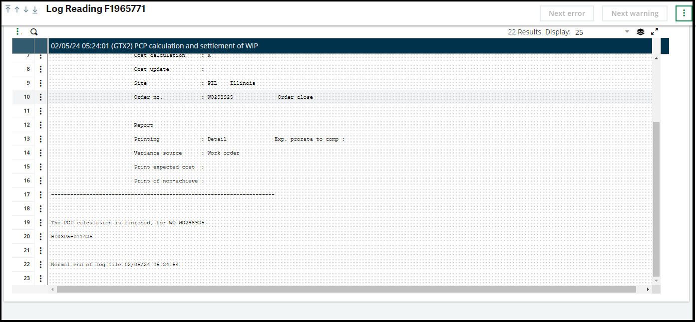 Work In Progress Finalization