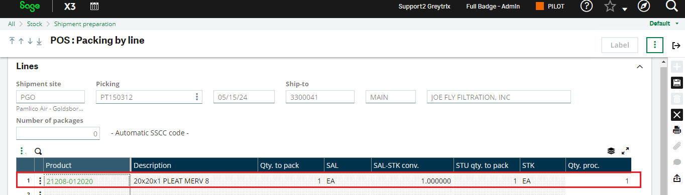 Automatic Packaging configuration at Product Site level - Sage X3 – Tips, Tricks and Components