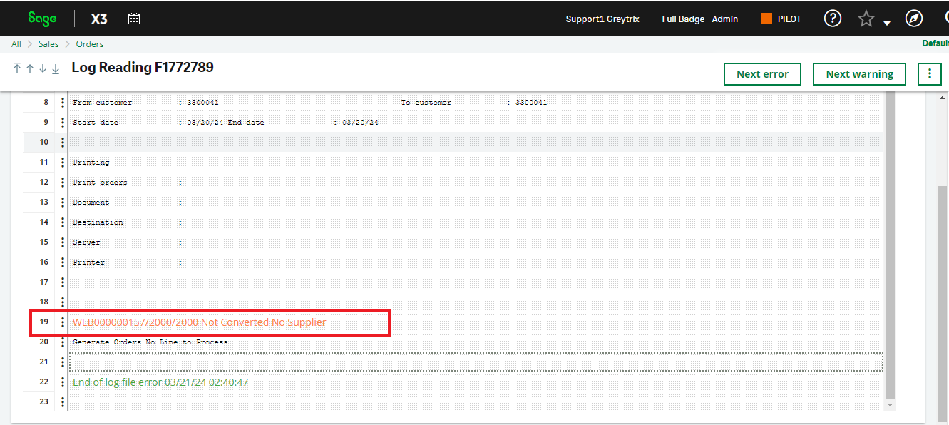 How to resolve 'The order was not converted No supplier's error message while creating a back-to ...