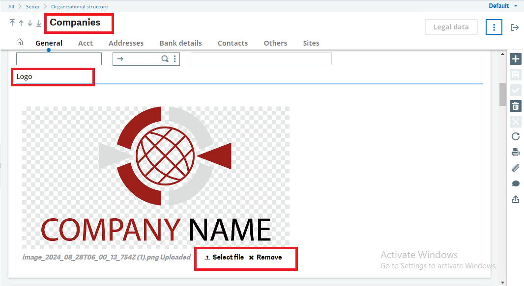 How to print dynamic Company Logo on Sage X3 Reports