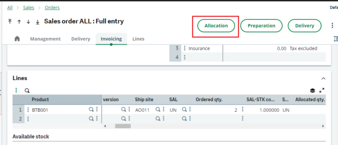 How to manually select allocation Location on Sales Order in Sage X3 ...