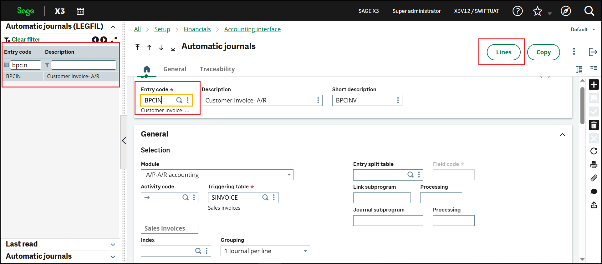How can we split line-wise journal entries generated from customer BP invoices through automatic ...