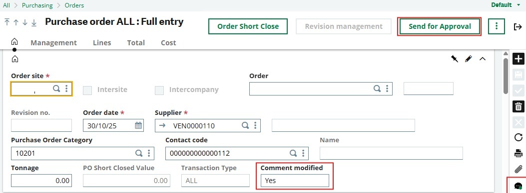 Triggering a Workflow in Sage X3 When Comments Change in a Purchase ...