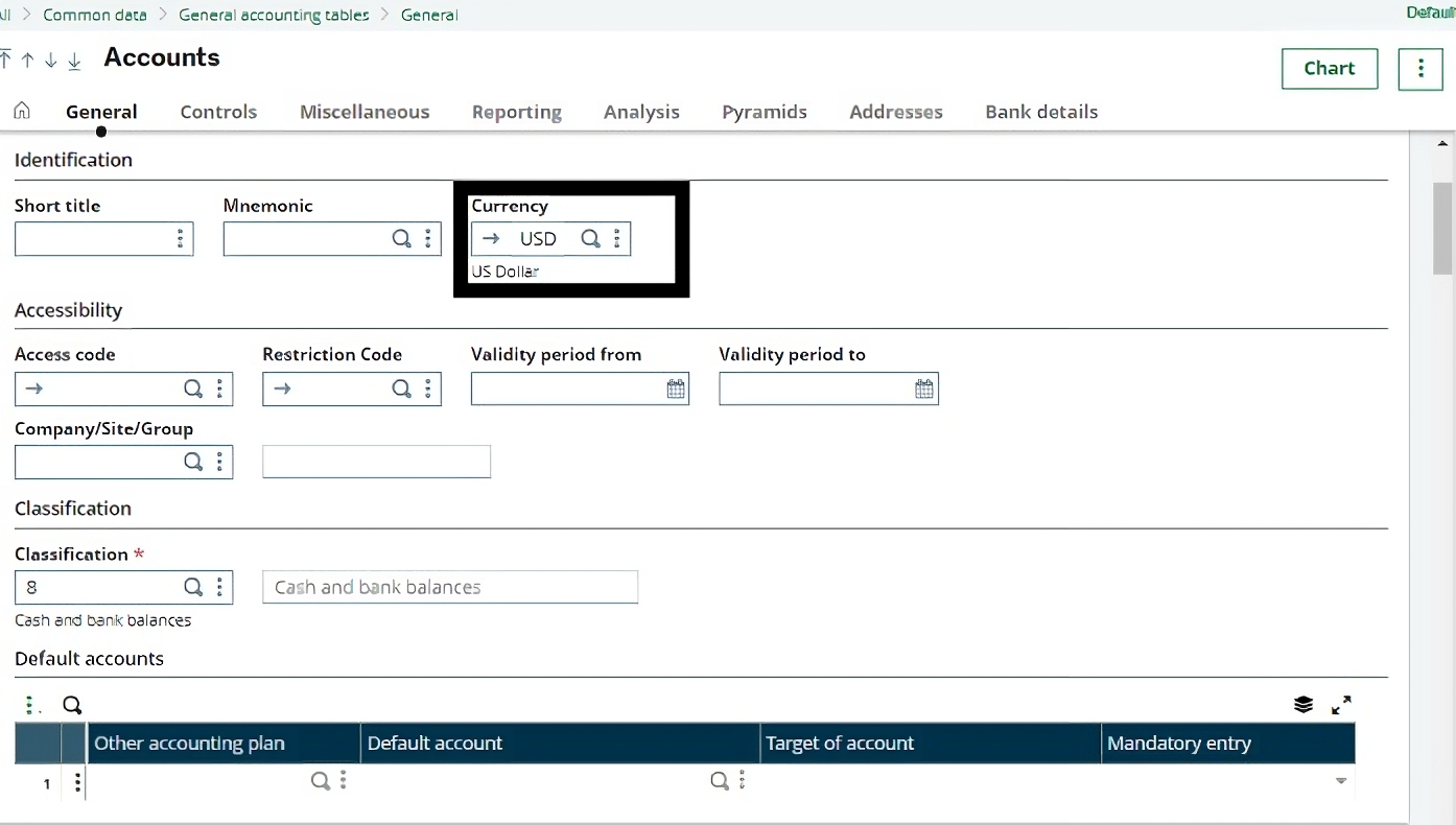 Set Up Default Currency for Bank Accounts in Sage X3
